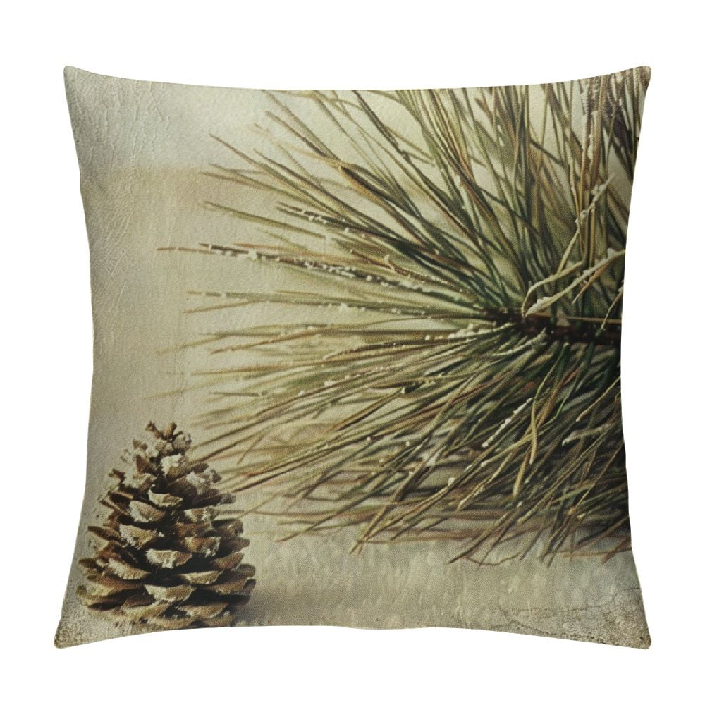 GOSMITH Pillow Covers Pine Cones Square Pillow Covers Retro Style Background Green Grass for ...