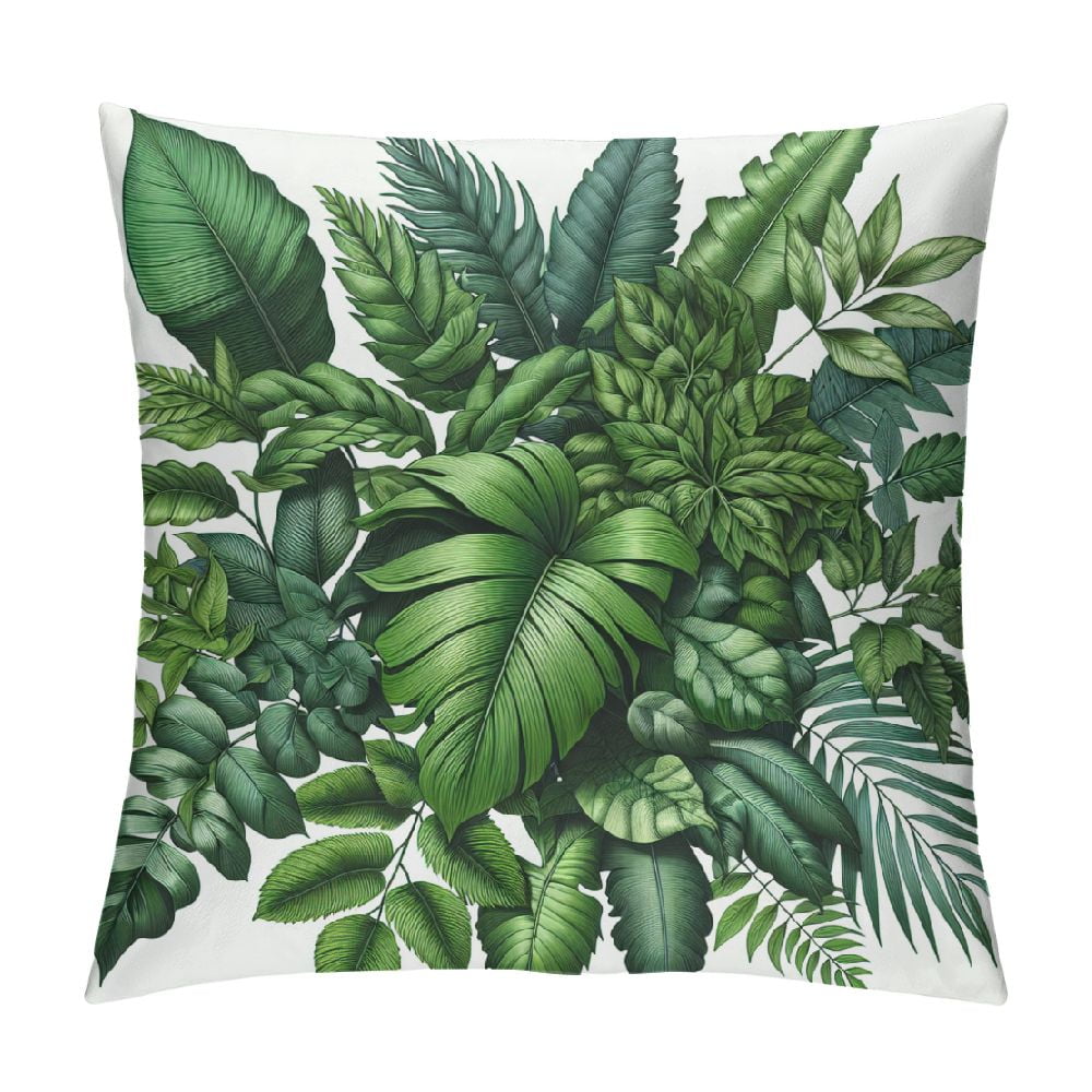 Leisuo Pillowcase Green Tropical Palm Tree Banana Leaf Fern Monstera ...
