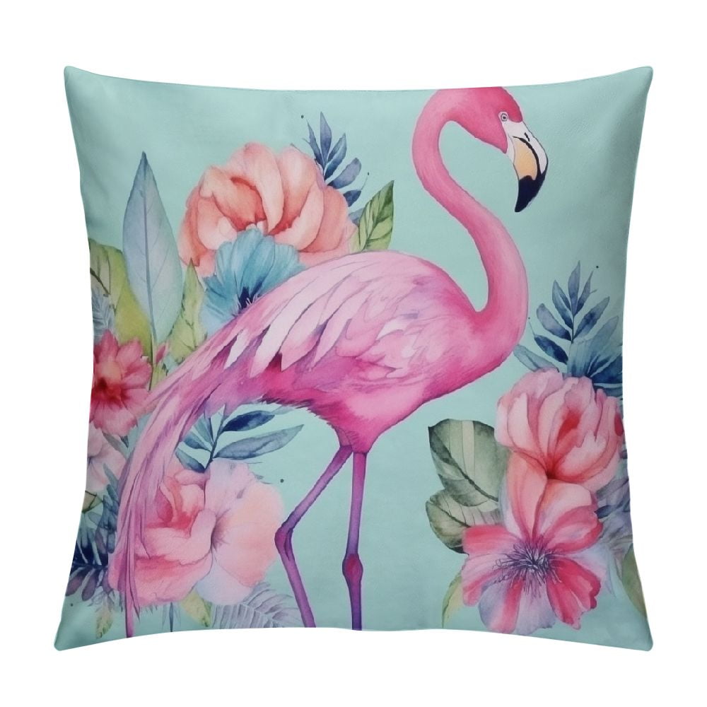 GOSMITH Pillowcase Set of Pink Flamingo Floral Pastel Throw Pillow ...