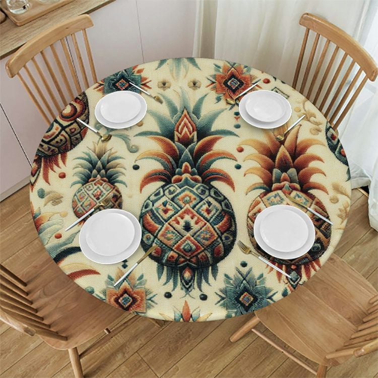 GOSMITH Pineapple Summer Beach Decorative Waterproof Round Tablecloth ...