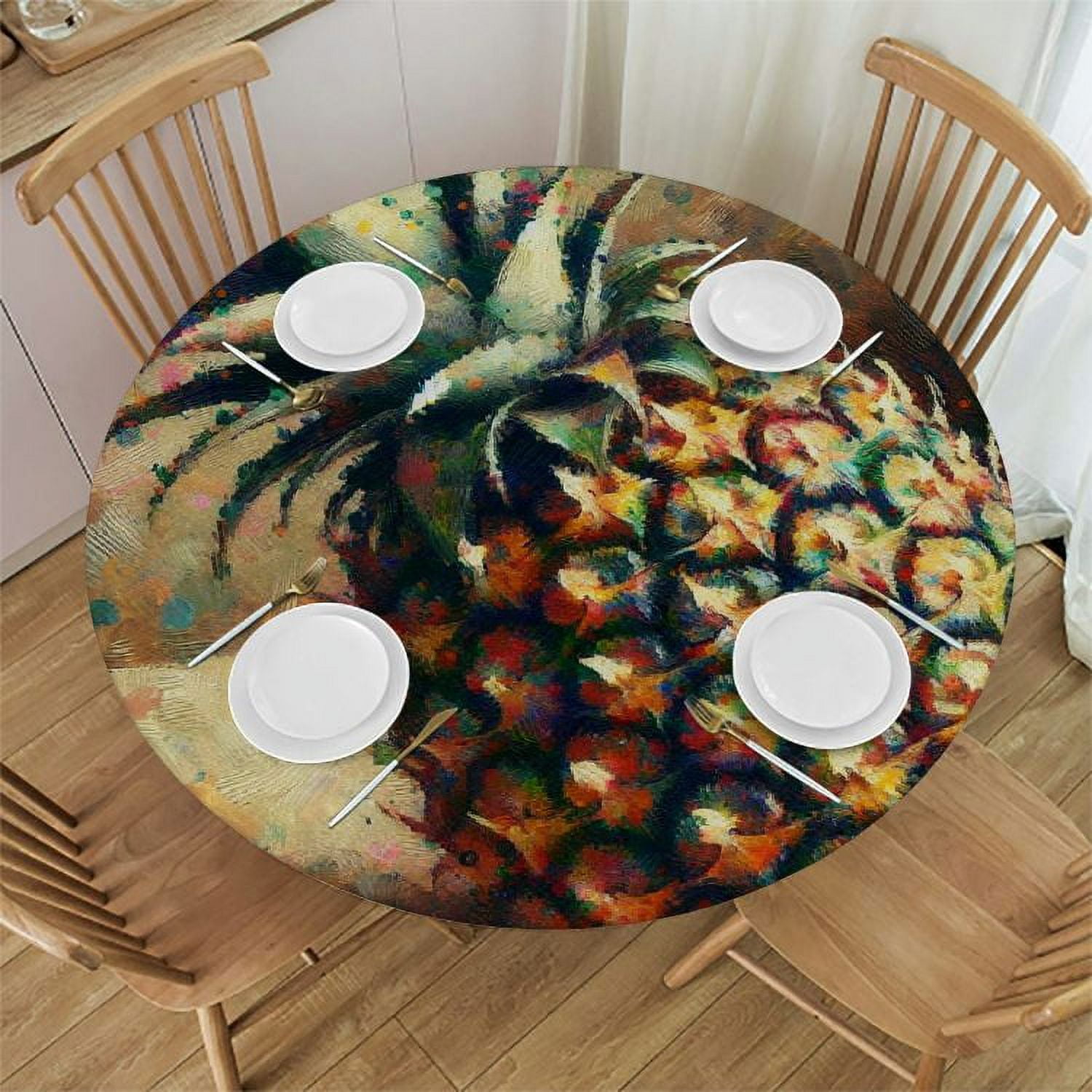 GOSMITH Pineapple Watercolor Round Tablecloth for Picnic Dining Kitchen ...