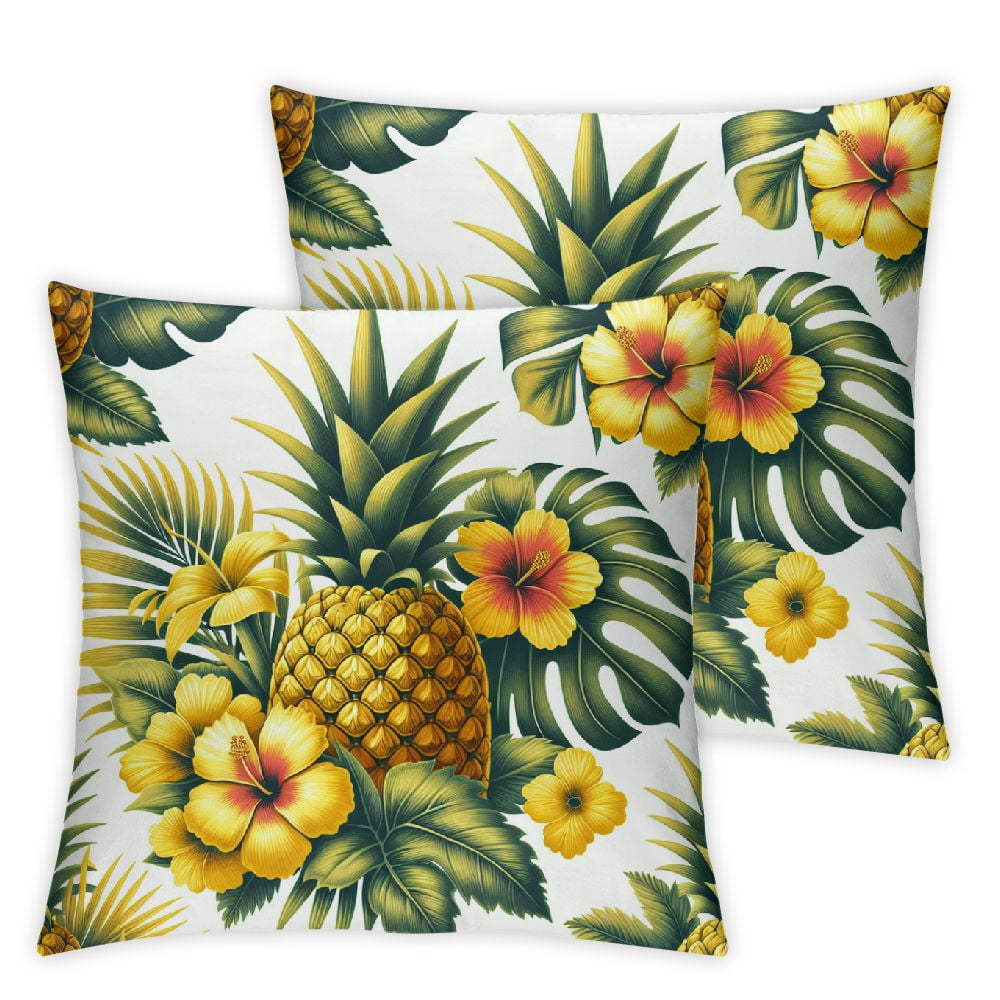 Leisuo Pineapples Palm Leaf Square Modern Home Decor Soft and Durable 2 ...