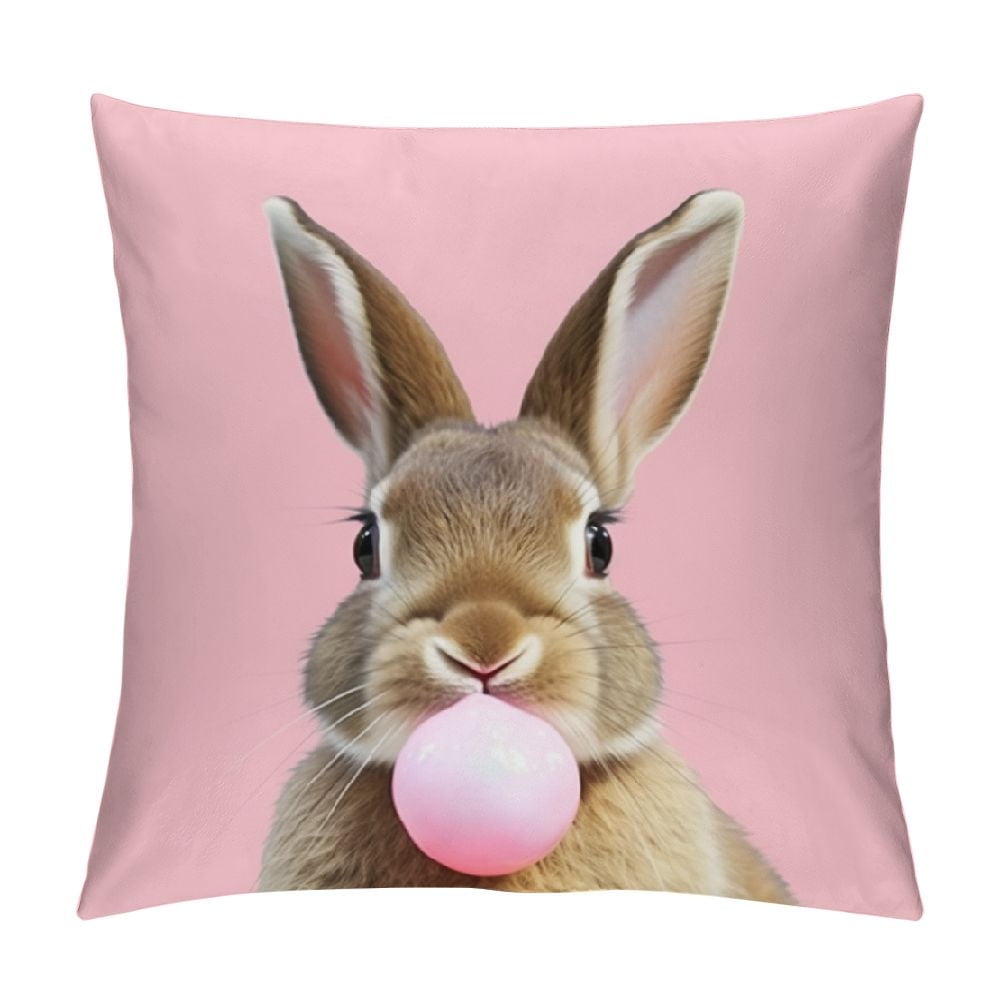 Leisuo Pink Animal Bunny Gum Decorative Throw Pillow Case Decorative ...