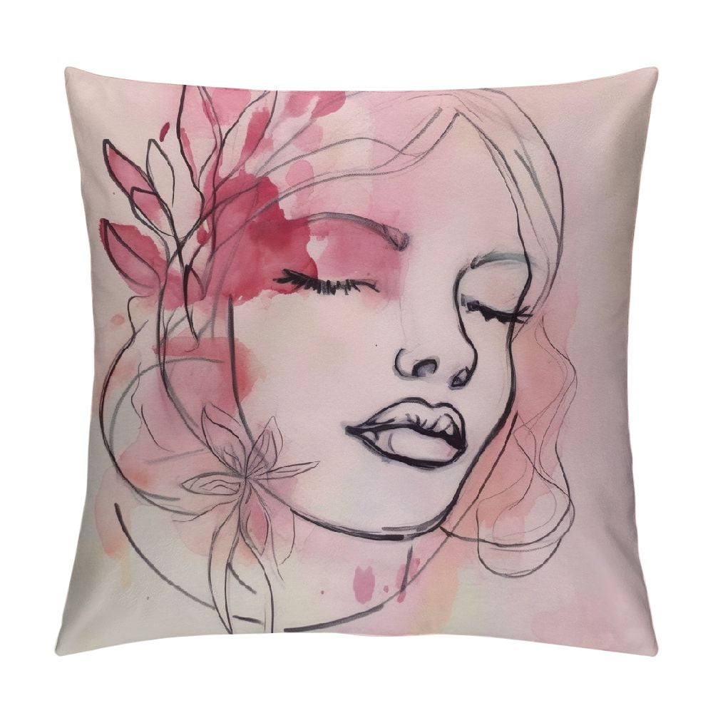 GOSMITH Pink Art Abstract Beauty Throw Pillow Covers Home Decorative ...