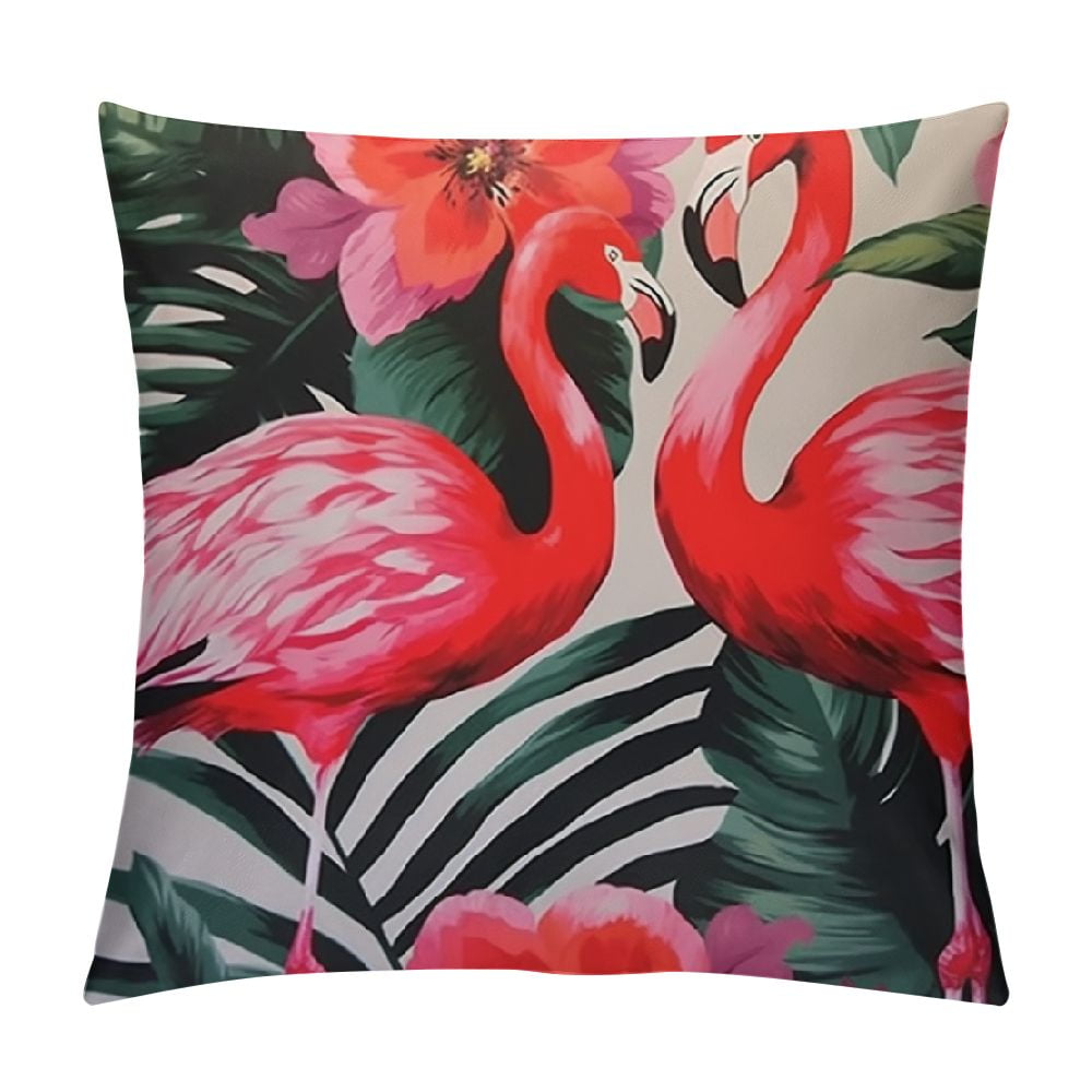 GOSMITH Pink Flamingo Throw Pillow Covers Decorative Throw Pillowcase ...