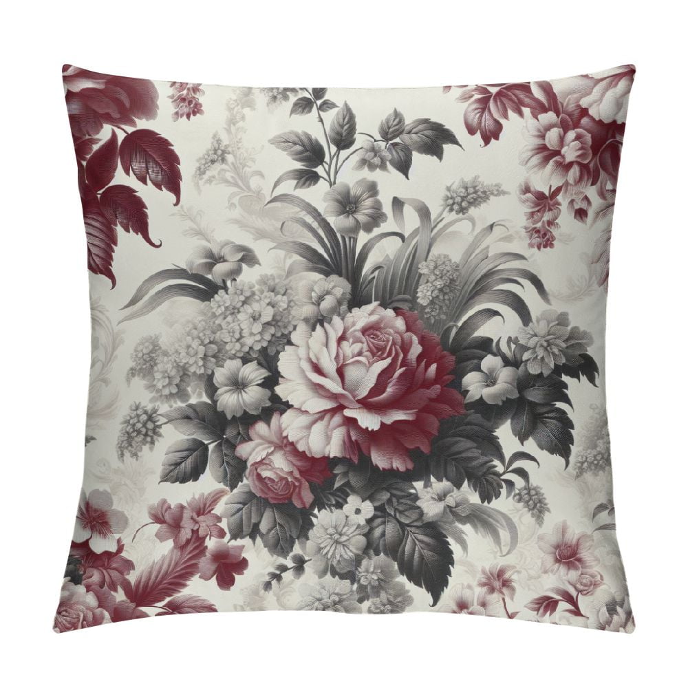 GOSMITH Pink and Cream Floral Pillow Covers Vintage Throw Chinoiserie ...