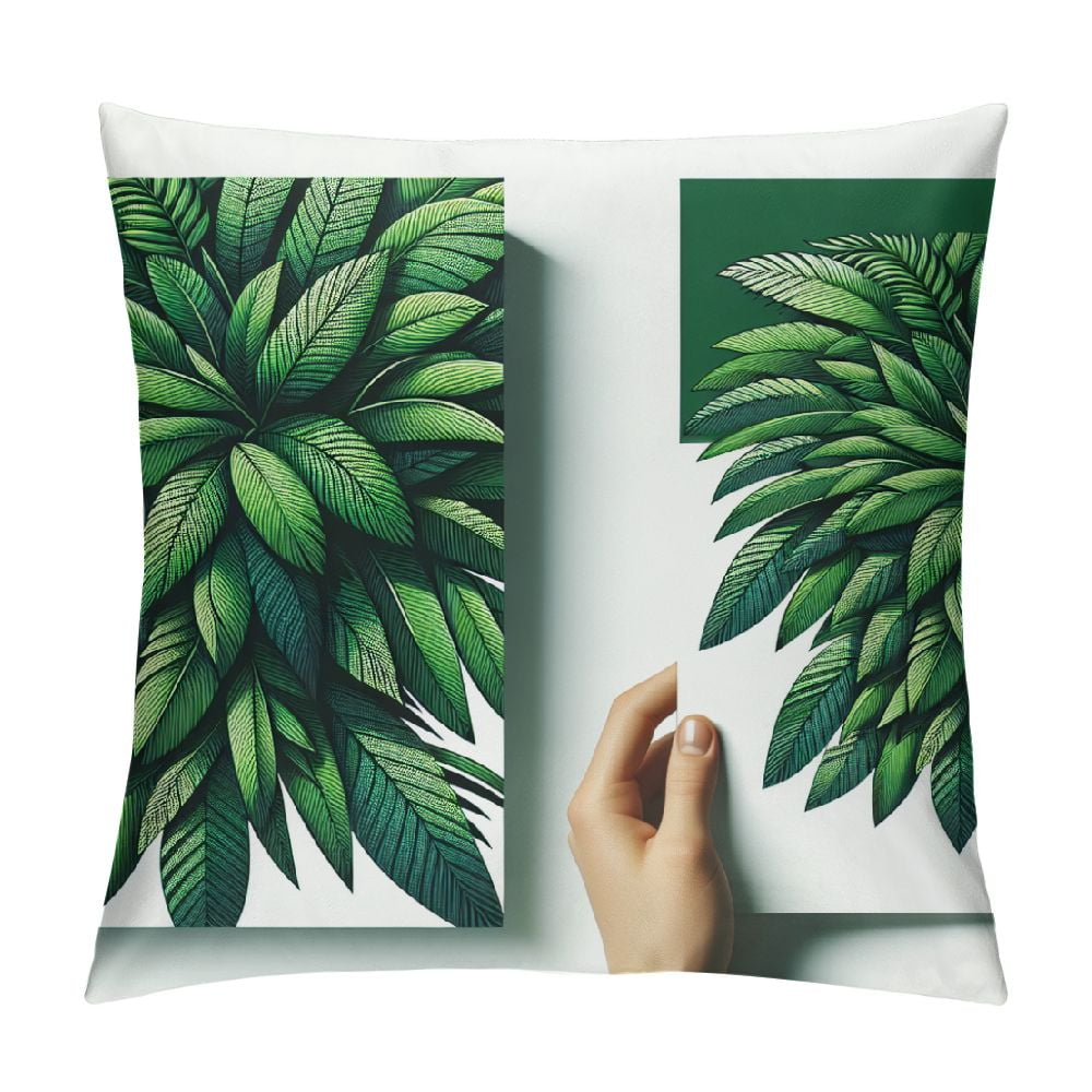 GOSMITH Plant Throw Pillow Cushion Cover, Watercolor Tropical Palm ...