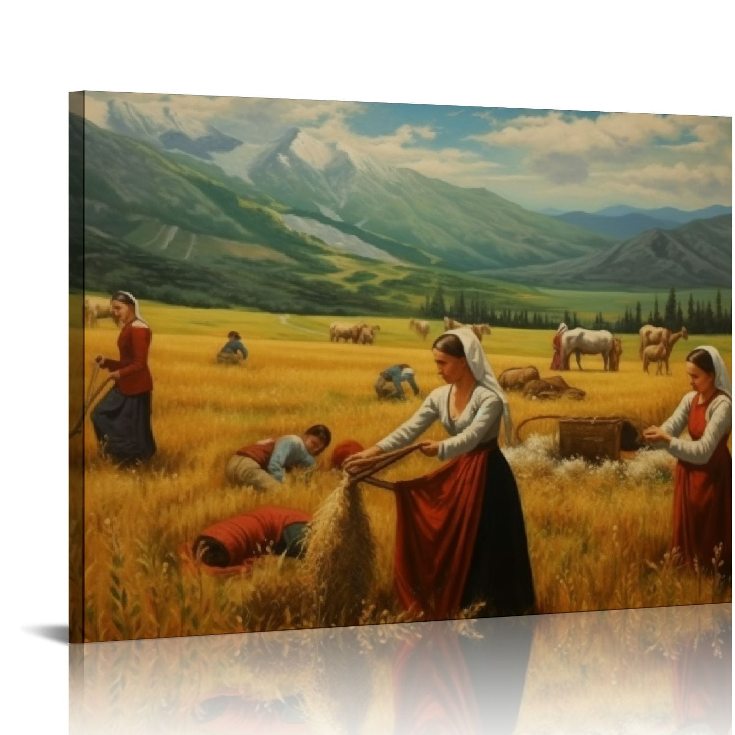GOSMITH Posters Ladies Diligent Gathering Cereal Poster Farmhouse Wall ...