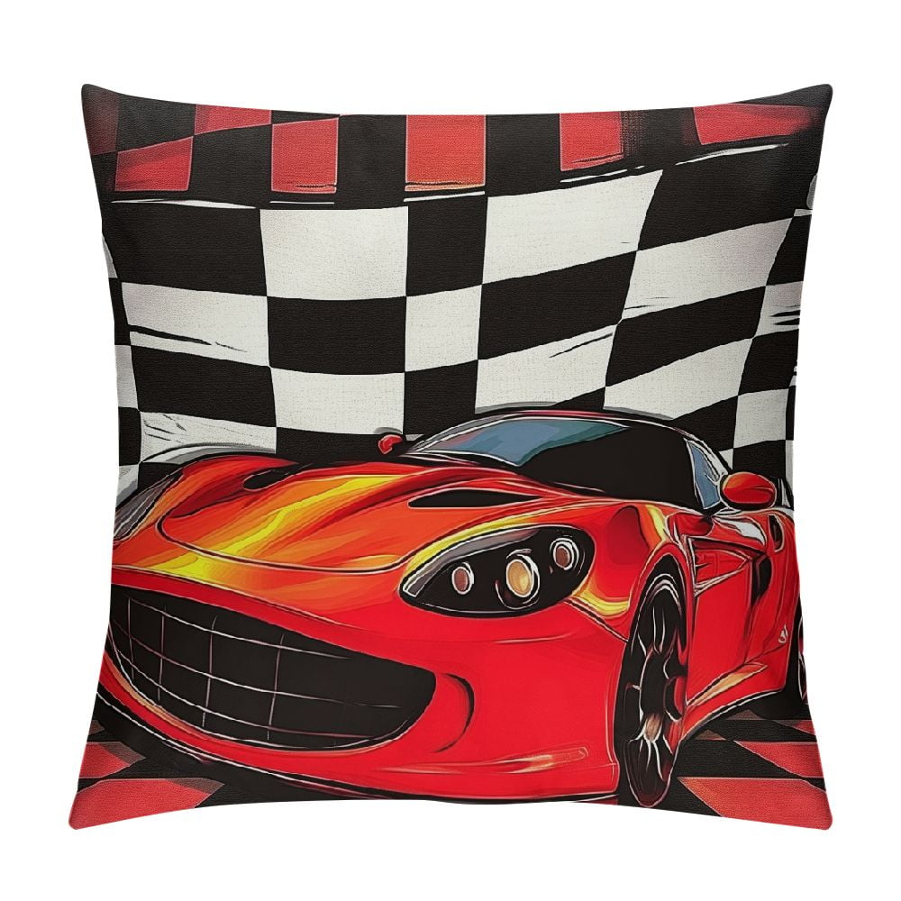 GOSMITH Racing Car Throw Pillow Cover Cool Speed Race Car Pillow Cover ...