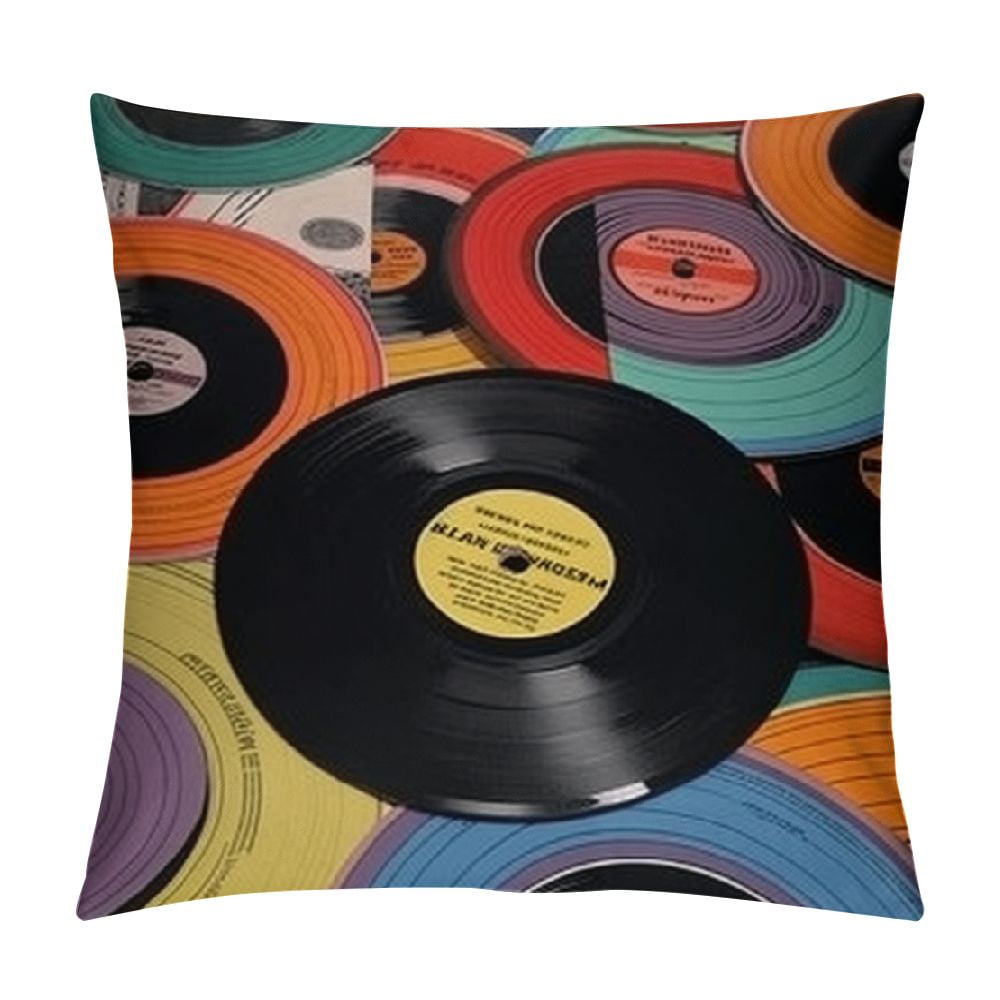 GOSMITH Record Square Cushion Covers Vintage Disc Print Throw Pillow ...