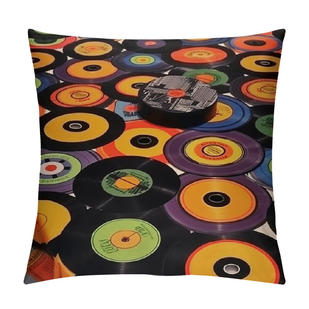 GOSMITH Record Square Cushion Covers Vintage Disc Print Throw Pillow ...