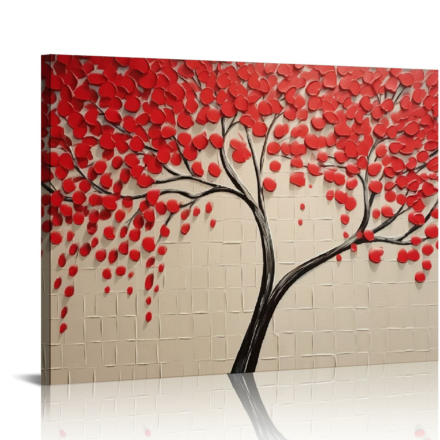 GOSMITH Red Flower Oil Paintings on Canvas Wall Art Ready to Hang for ...