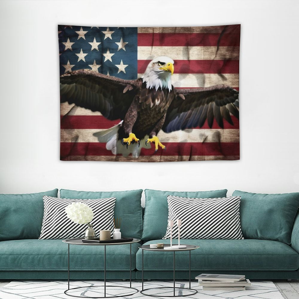 GOSMITH Retro American Flag Bald Eagle US Military Wall Art Canvas ...