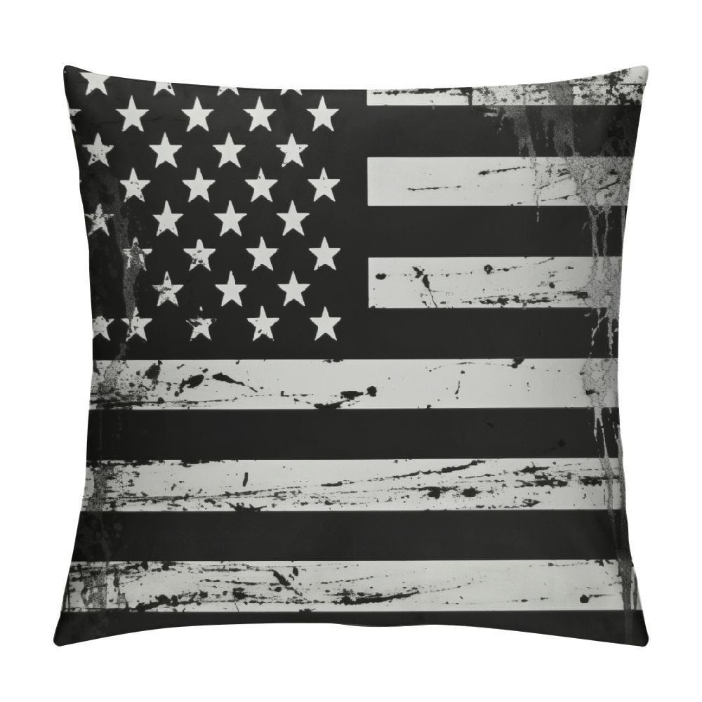 GOSMITH Retro American Flag Decorative Throw Pillows Covers, Grunge USA ...