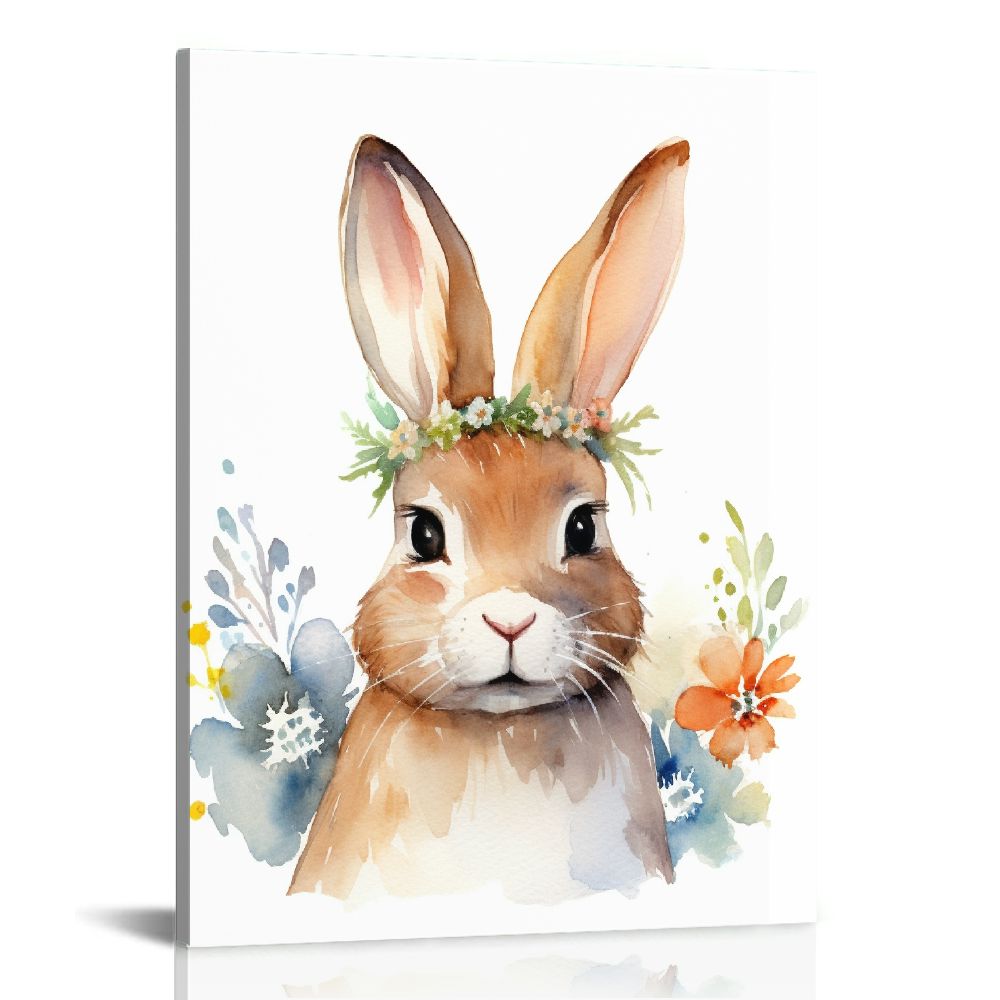 GOSMITH Retro Bunny Rabbit Canvas Wall Art Country Animal Painting Cute ...