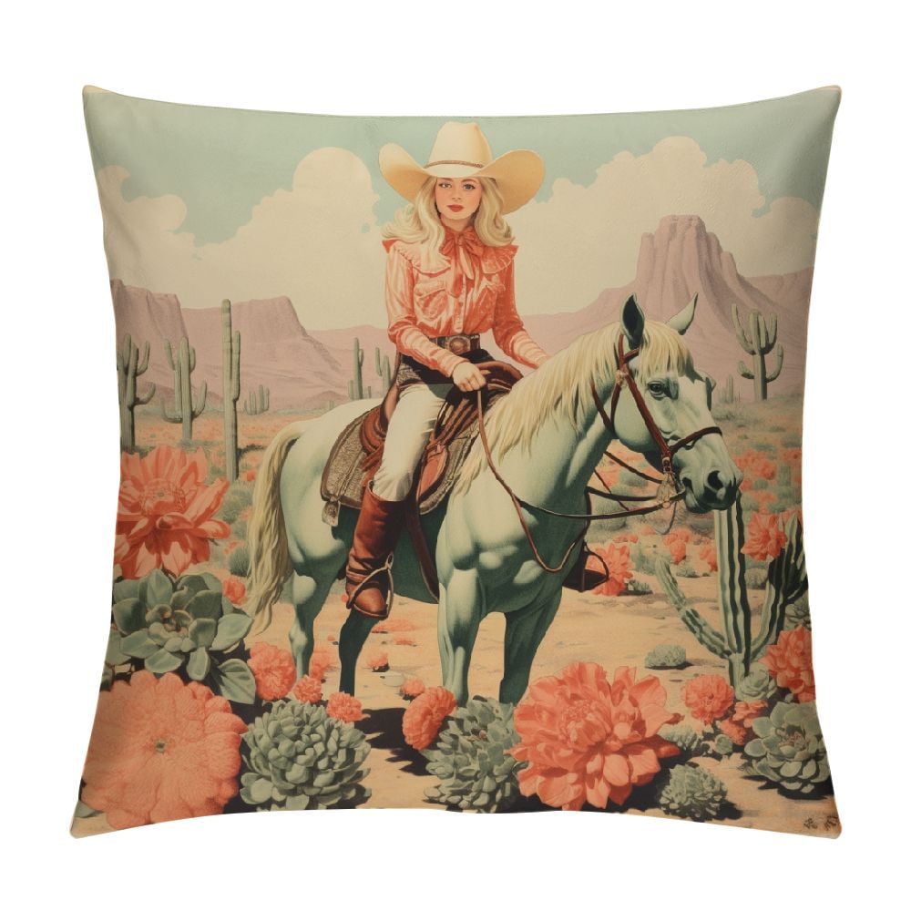 GOSMITH Retro Western Long Live Cowgirls Howdy Yeehaw Cactus Sunset ...