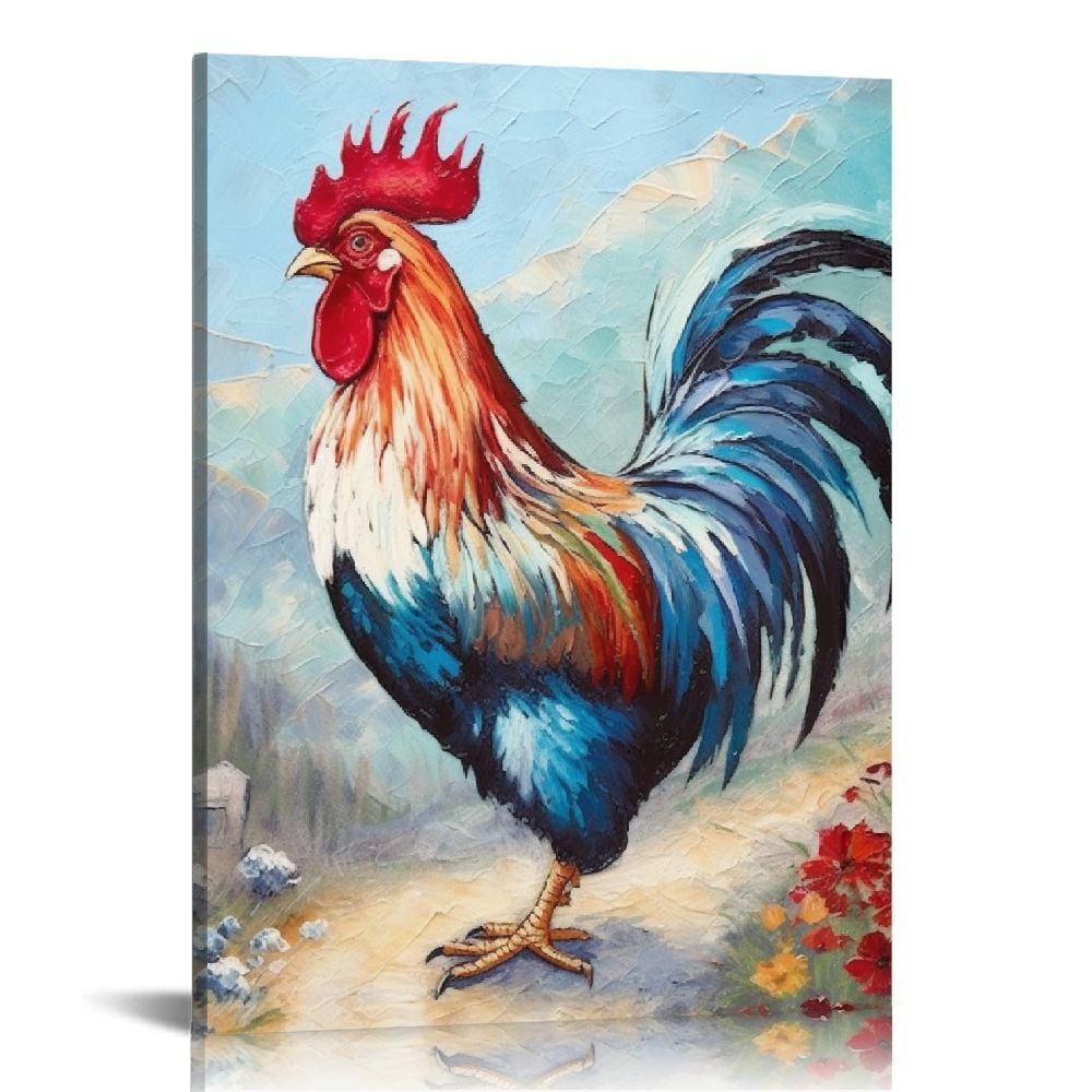 GOSMITH Rooster Kitchen Decor Wall Art: Vintage Farmhouse Wall Decor ...