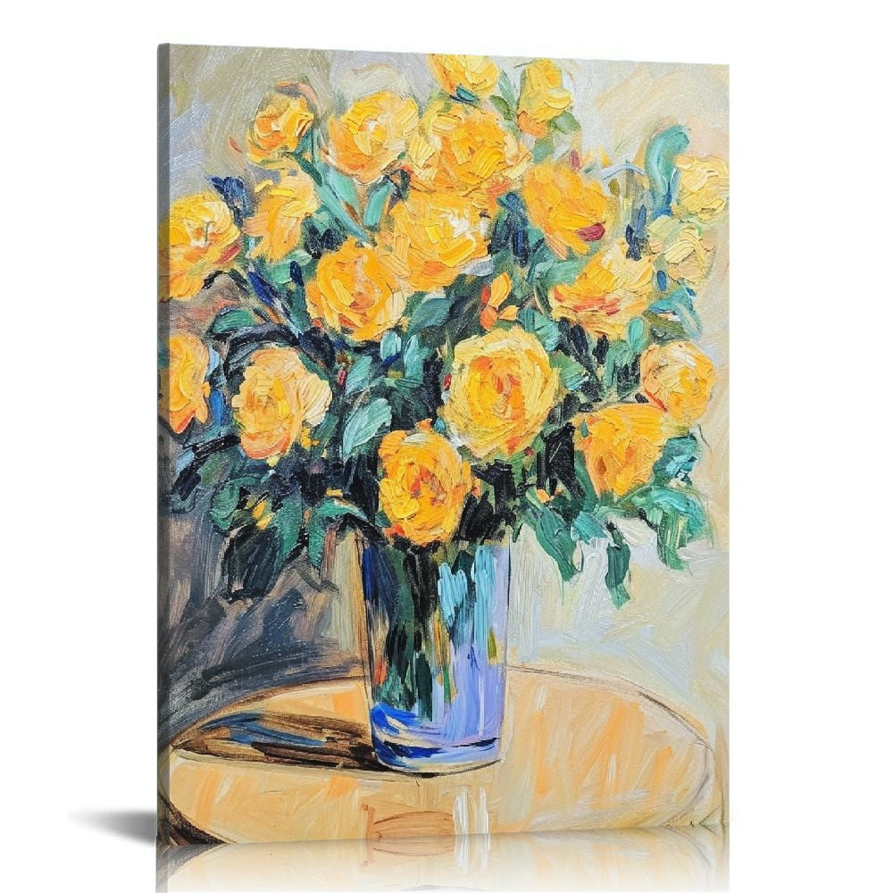 GOSMITH Rose Flowers Oil Paintings on Canvas, Hand Painted Textured ...