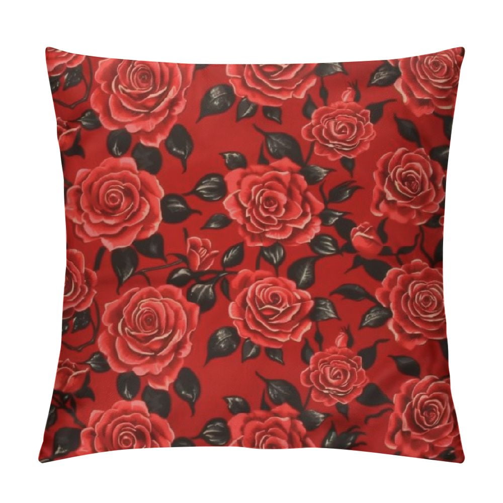 Leisuo Rose Throw Pillow Cover , Roses Rain Water Drops Graphic ...