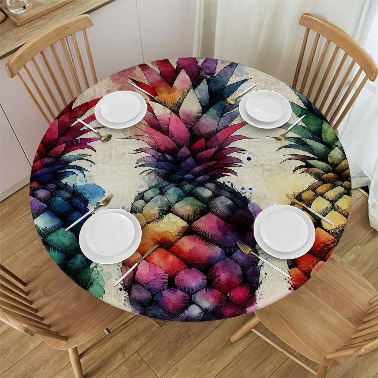 GOSMITH Round Tablecloth for Picnic Dining Kitchen Farmhouse Ink ...