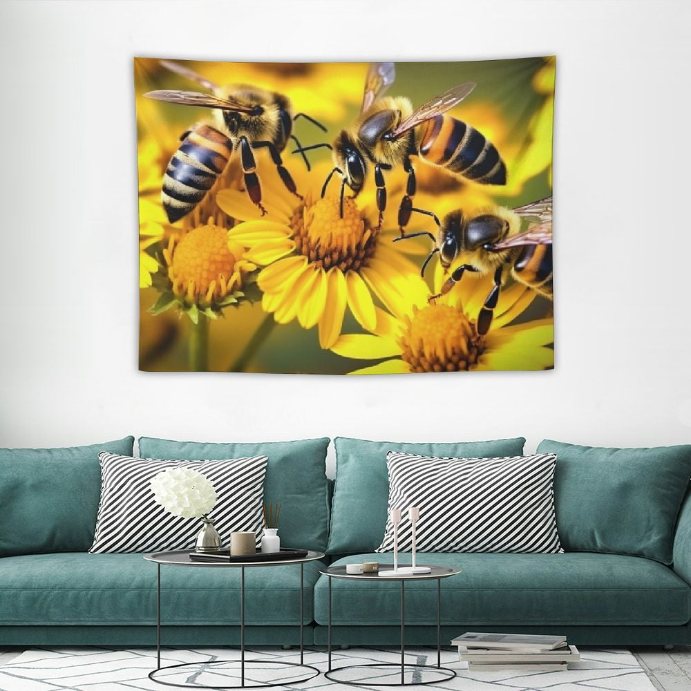 GOSMITH Rural Honey Bees Flowers Wall Decoration Tapestry For Wall ...