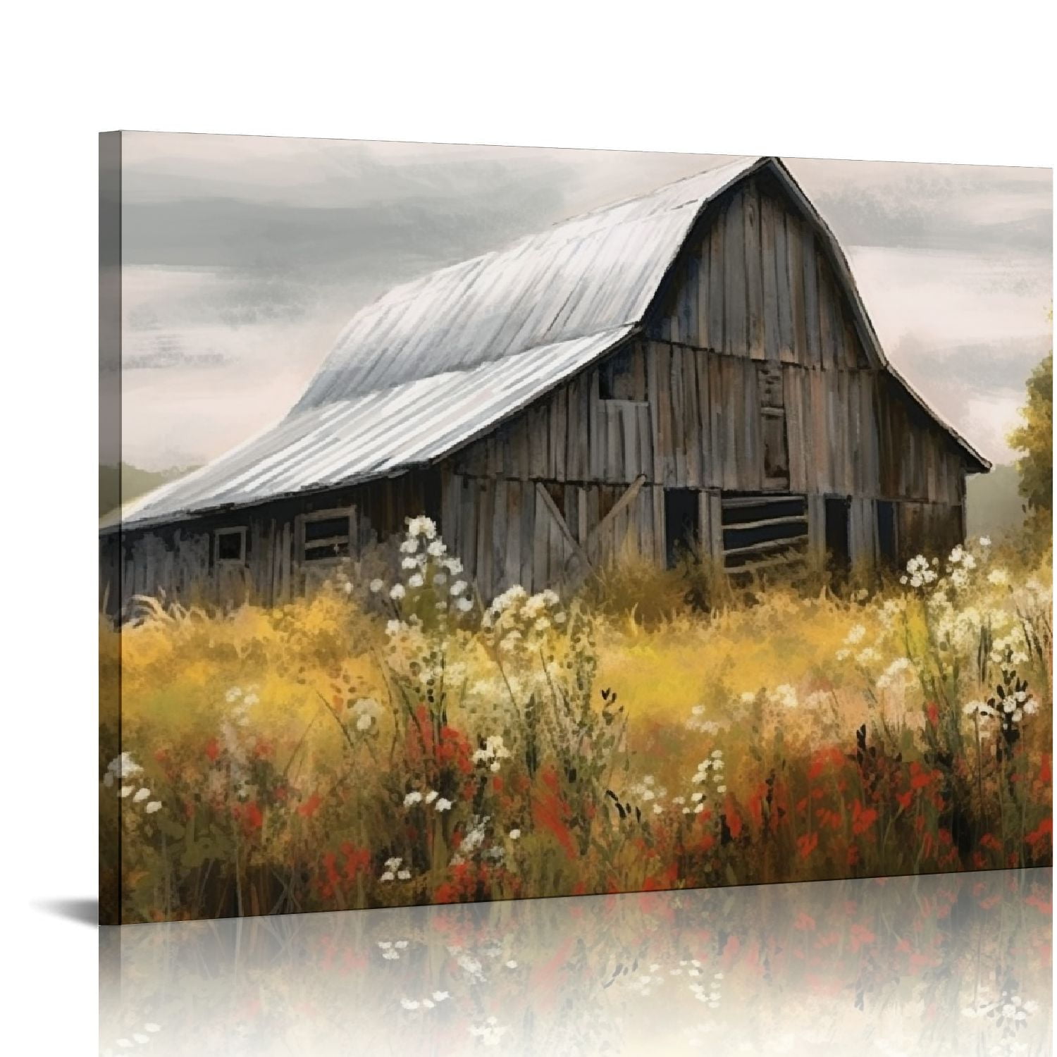 GOSMITH Rustic Bathroom Wall Art Farmhouse Barn Wall Decor Old Barn ...