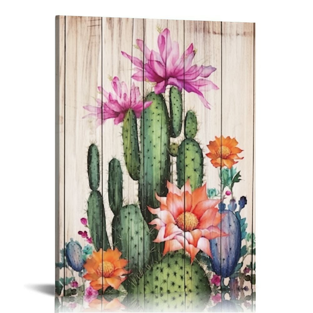 GOSMITH Rustic Cactus Wall Art Succulent Green Wall Decor Boho Tropical ...