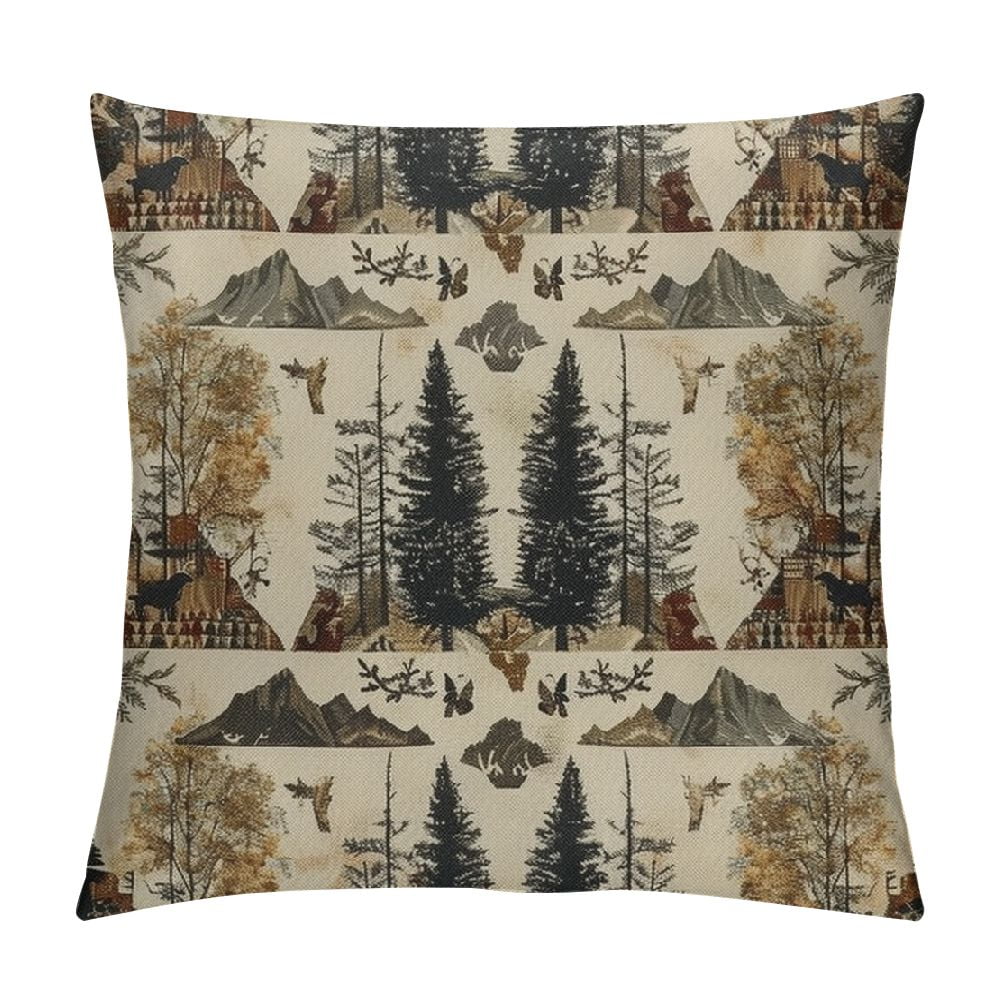 GOSMITH Rustic Farm Style Throw Pillow Cover for Adult,Vintage Pinecone Pillow Cover,Cabin Lodge ...