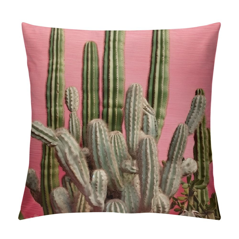 GOSMITH Rustic Farmhouse Throw Pillow Covers Vintage Pink Color Green ...