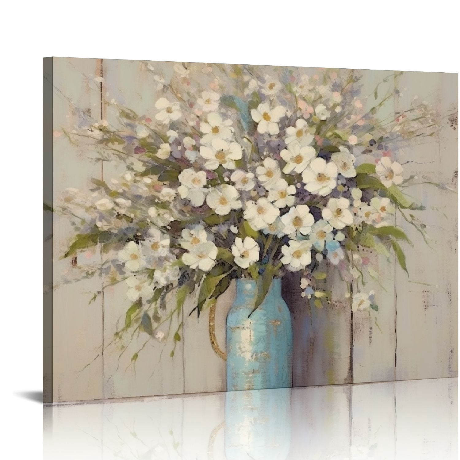 GOSMITH Rustic Flower Canvas Wall Art: Floral Bouquet in Mason Jar ...