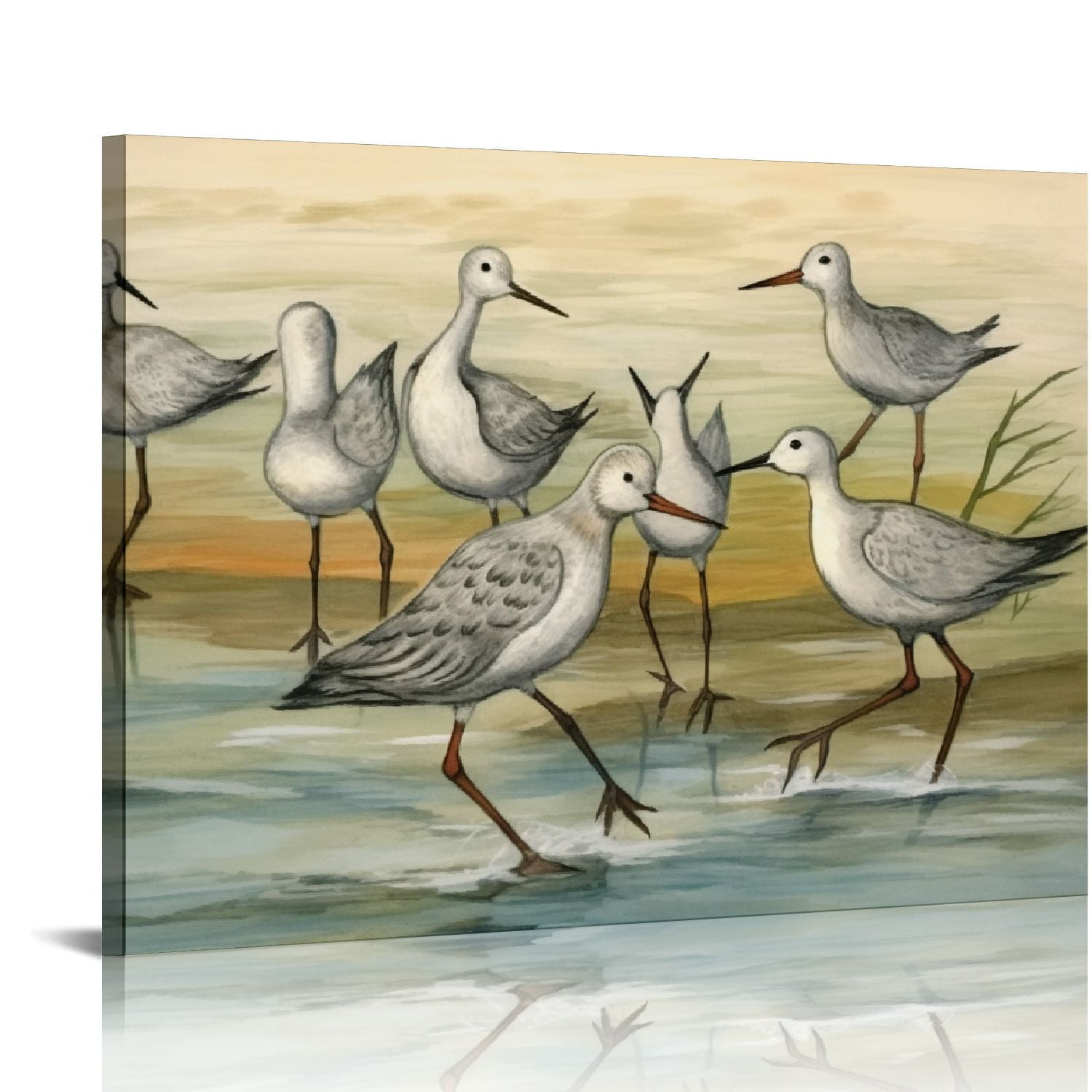 GOSMITH Sandpiper Bird Flock Beach Shoreline Canvas Wall Art - Walmart.com