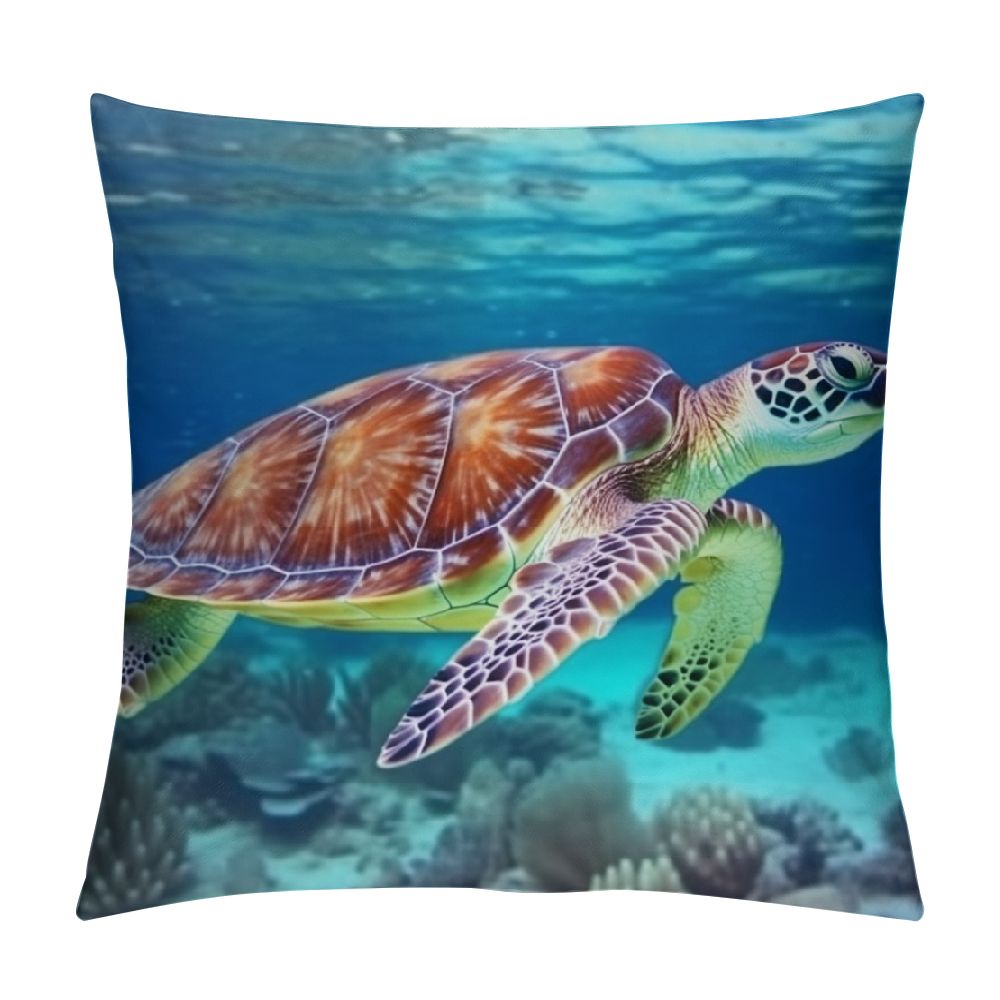 GOSMITH Sea Turtle Body Pillow Cover Coastal Ocean Nautical Animal ...