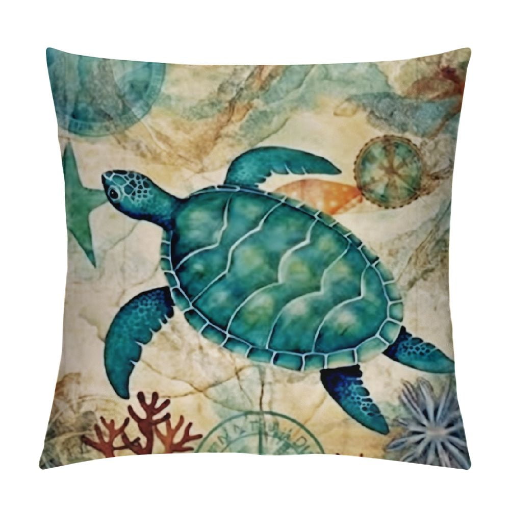 GOSMITH Sea Turtle Pillow Cases Ocean Theme Home Decorative Throw ...