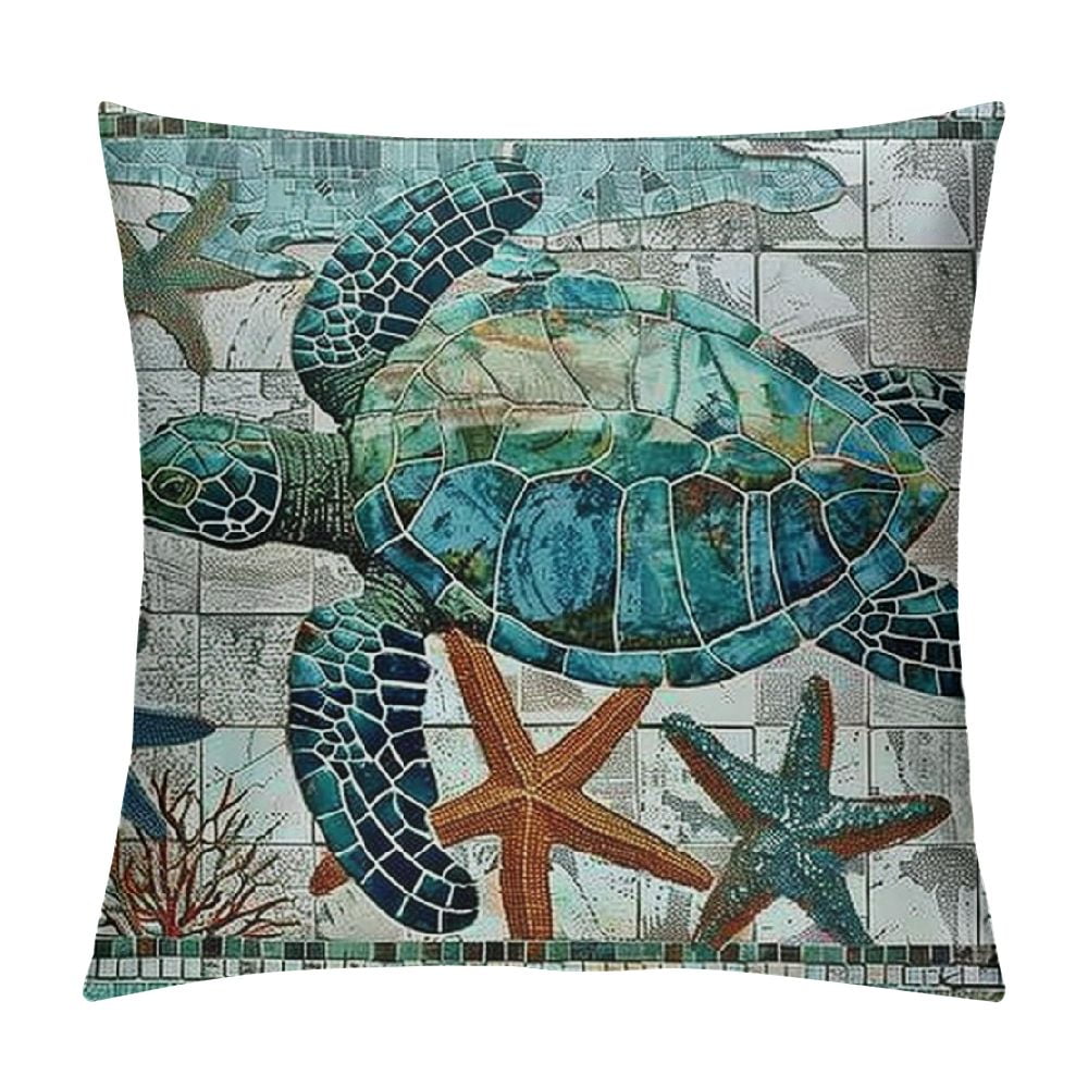 GOSMITH Sea Turtle Pillow Cases Ocean Theme Home Decorative Throw ...