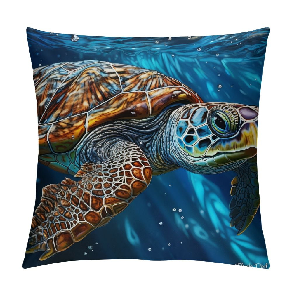 GOSMITH Sea Turtle Pillow Cases Set of Green Turtle Throw Pillow Cover ...