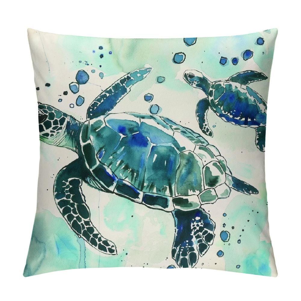 Leisuo Sea Turtle Throw Pillow Covers Super Soft Coastal Ocean ...