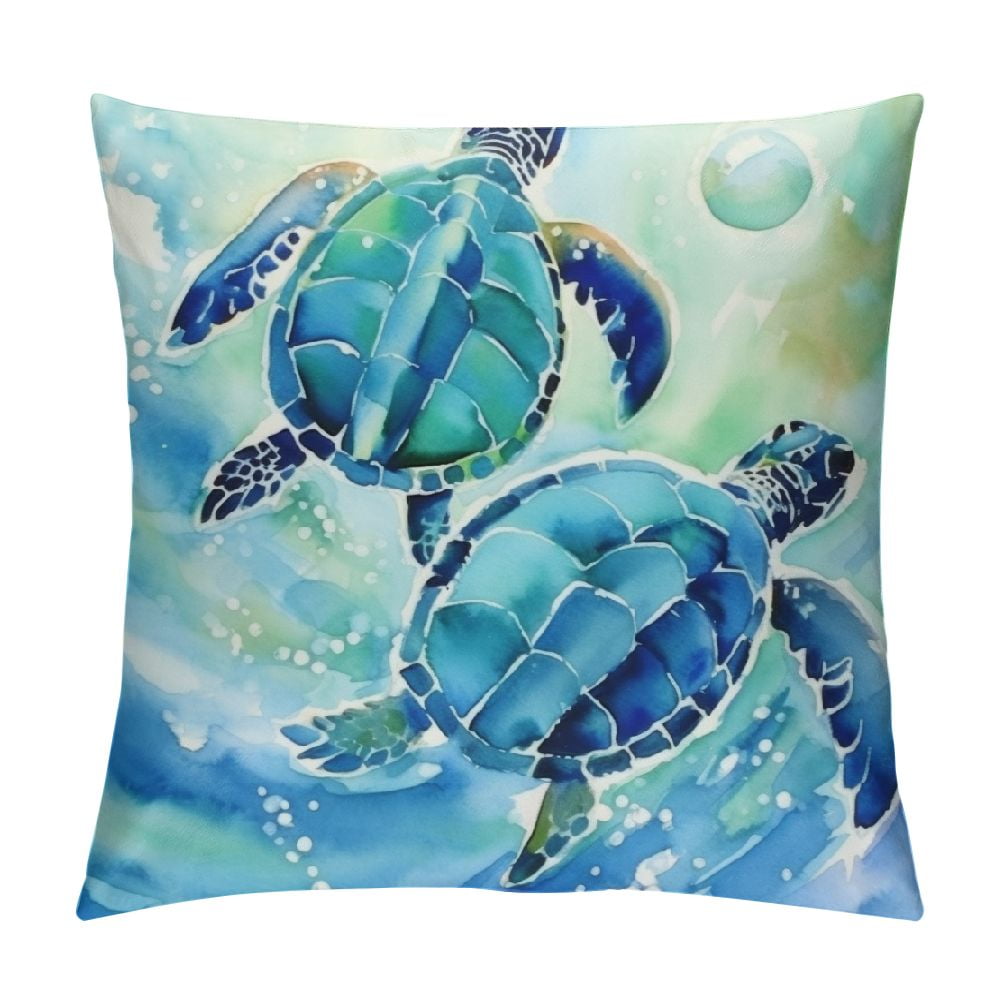 GOSMITH Sea Turtle Throw Pillow Covers Super Soft Coastal Ocean ...