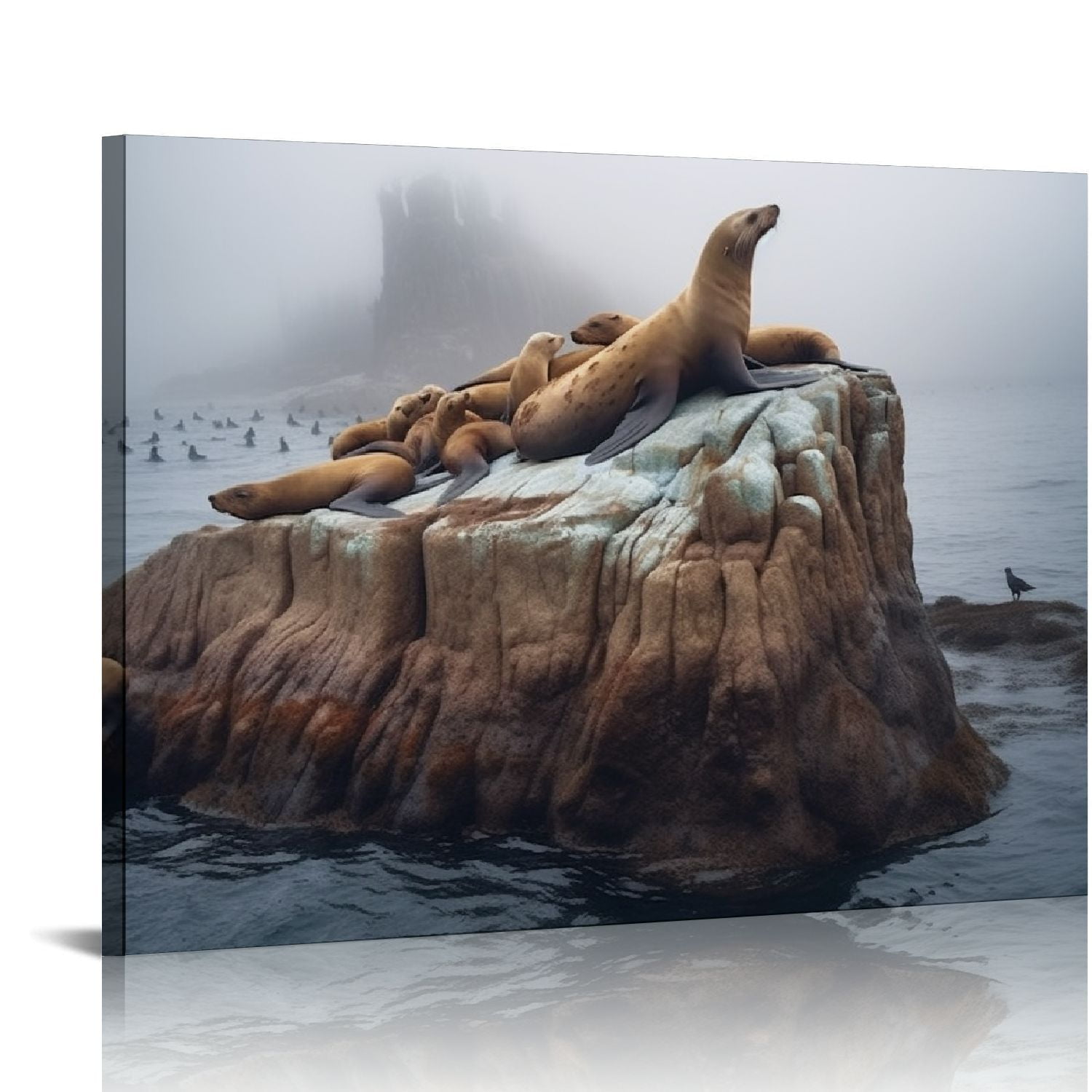 GOSMITH Seals Mist Island Ocean Seal Wall Art Canvas Prints Poster For ...