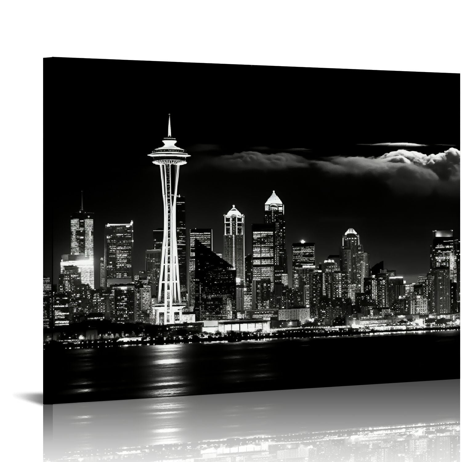 GOSMITH Seattle Skyline Wall Art Black and White City Poster Cityscape ...