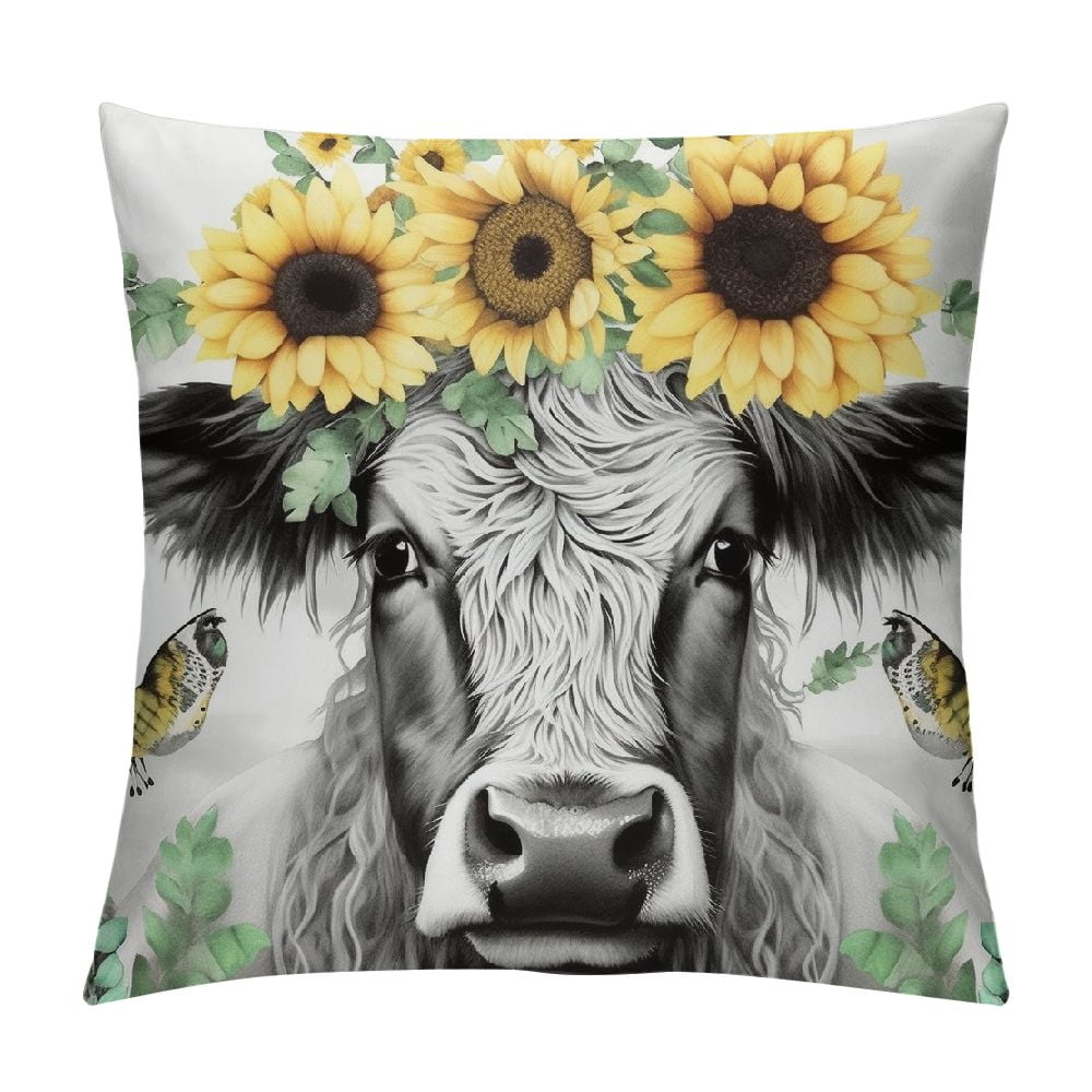 GOSMITH Set of Highland Cow Throw Pillow Covers,Highland Cattle ...