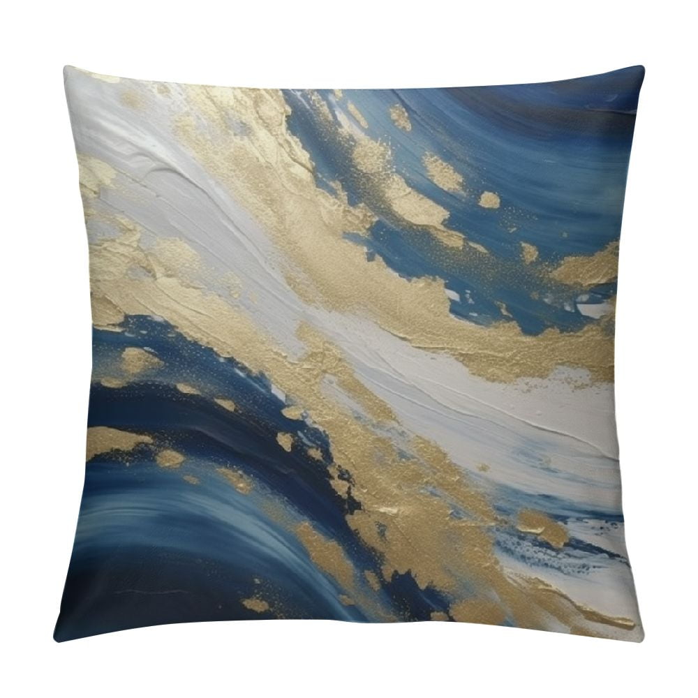 GOSMITH Set Of Decorative Throw Pillow Covers Modern Dark Blue Abstract ...
