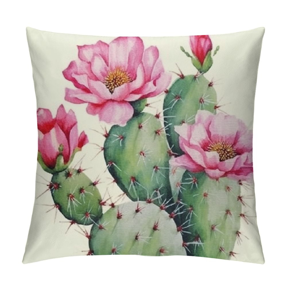 GOSMITH Set of Throw Pillow Covers Watercolor Cactus Garden Raster for ...