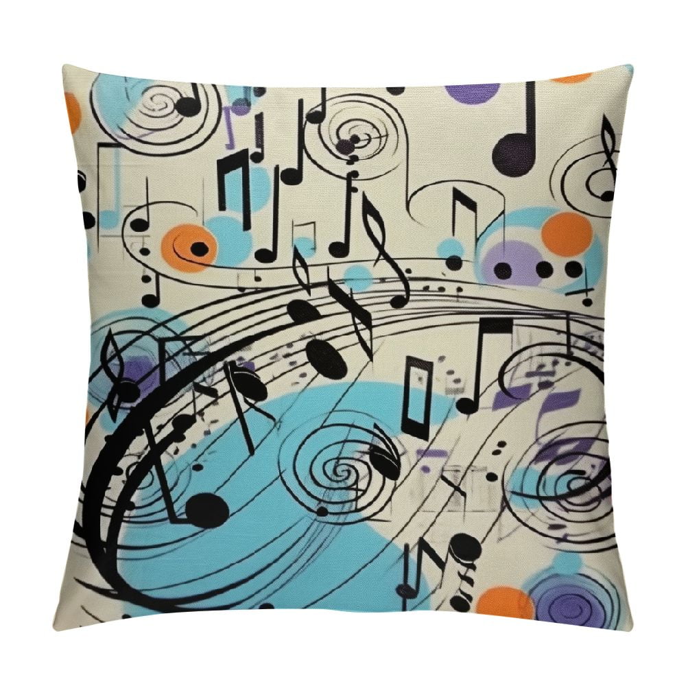 GOSMITH Set of 4 Music Note Cotton Linen Decorative Throw Pillow Case ...