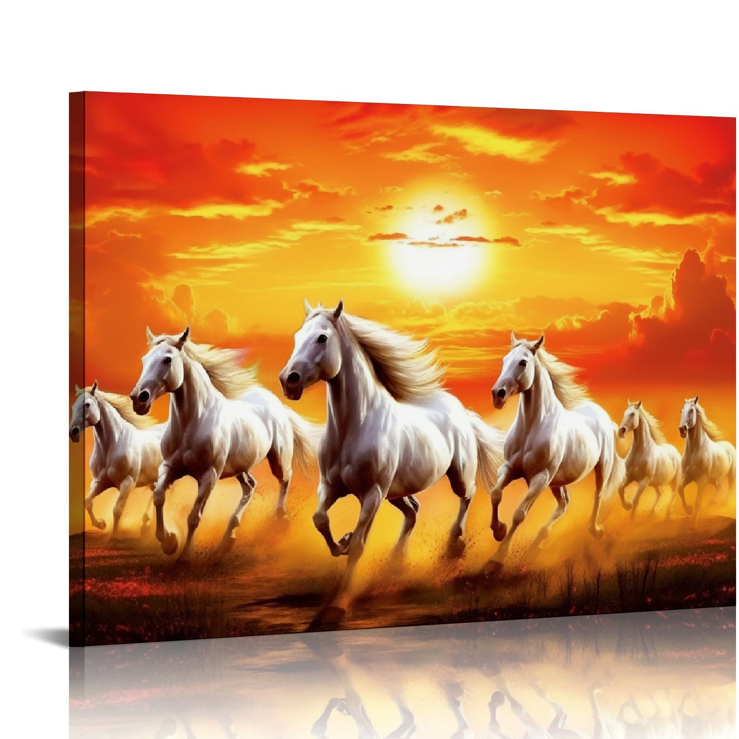 GOSMITH Seven Lucky Running Wild Horses Wall Art Animal Posters Canvas ...
