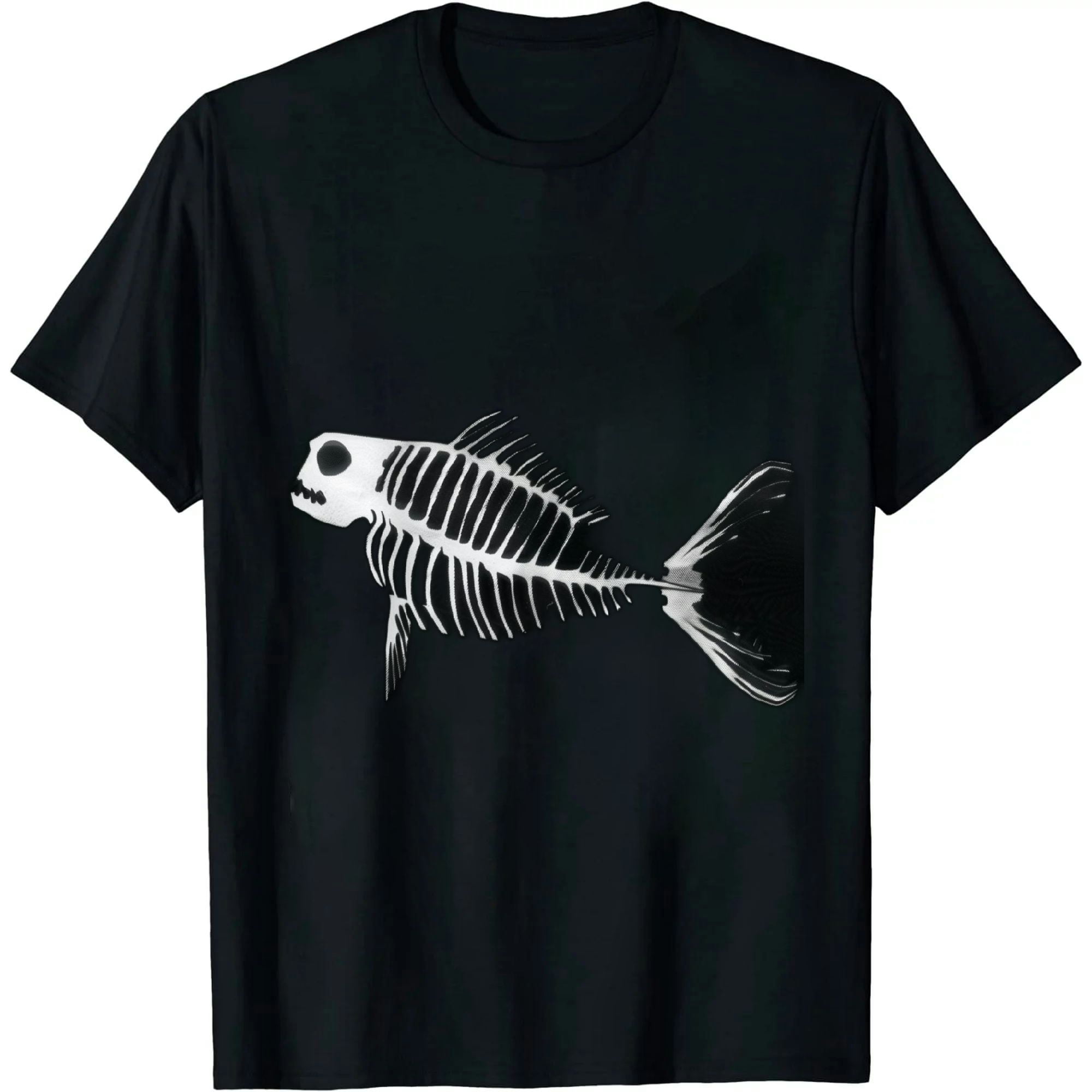 GOSMITH Simple and Bold Dead Fish Bones Design T-Shirt - Walmart.com