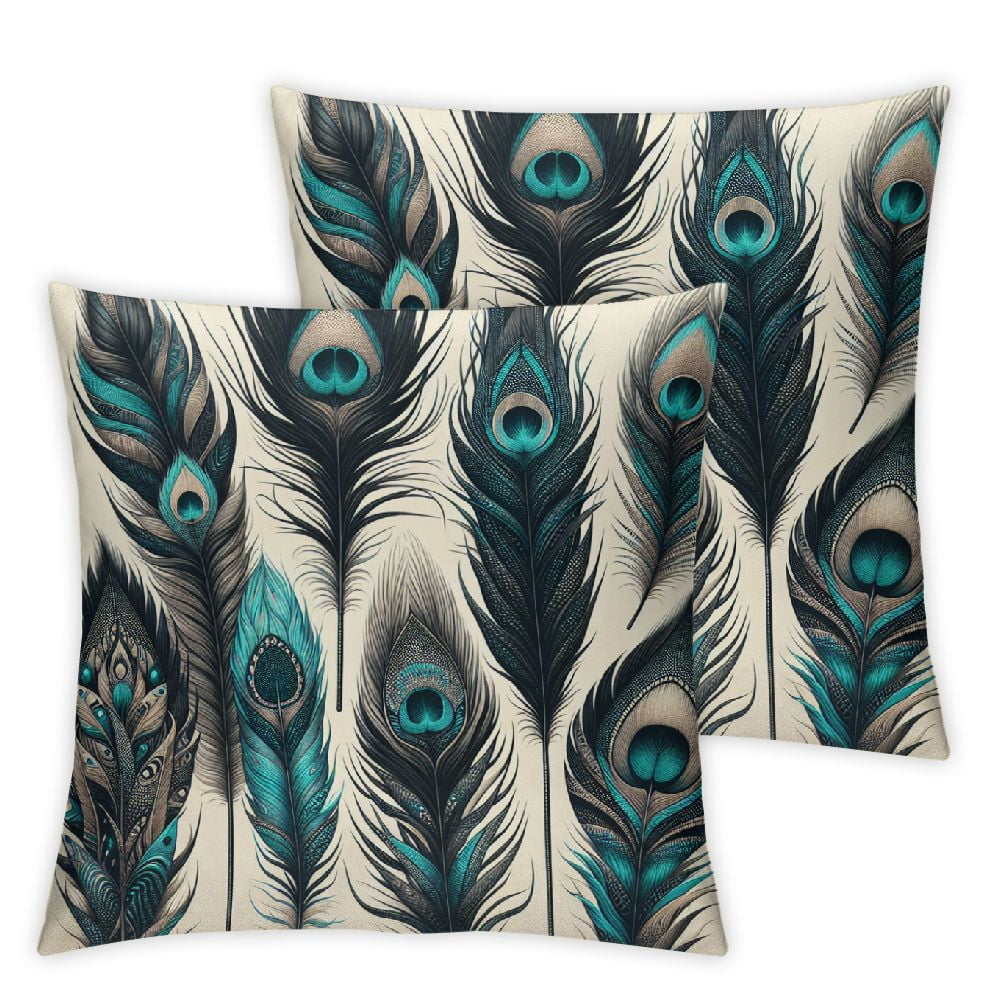 GOSMITH Soft and Durable 2-Piece Short Plush Pillowcase Set - Peacock ...
