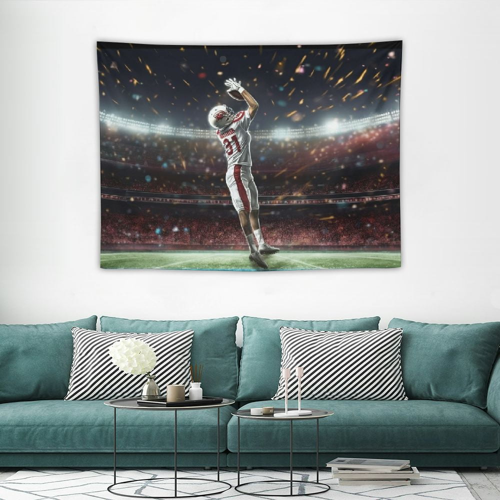 GOSMITH Sports Tapestry, Football Player in a Red Uniform Running on a ...