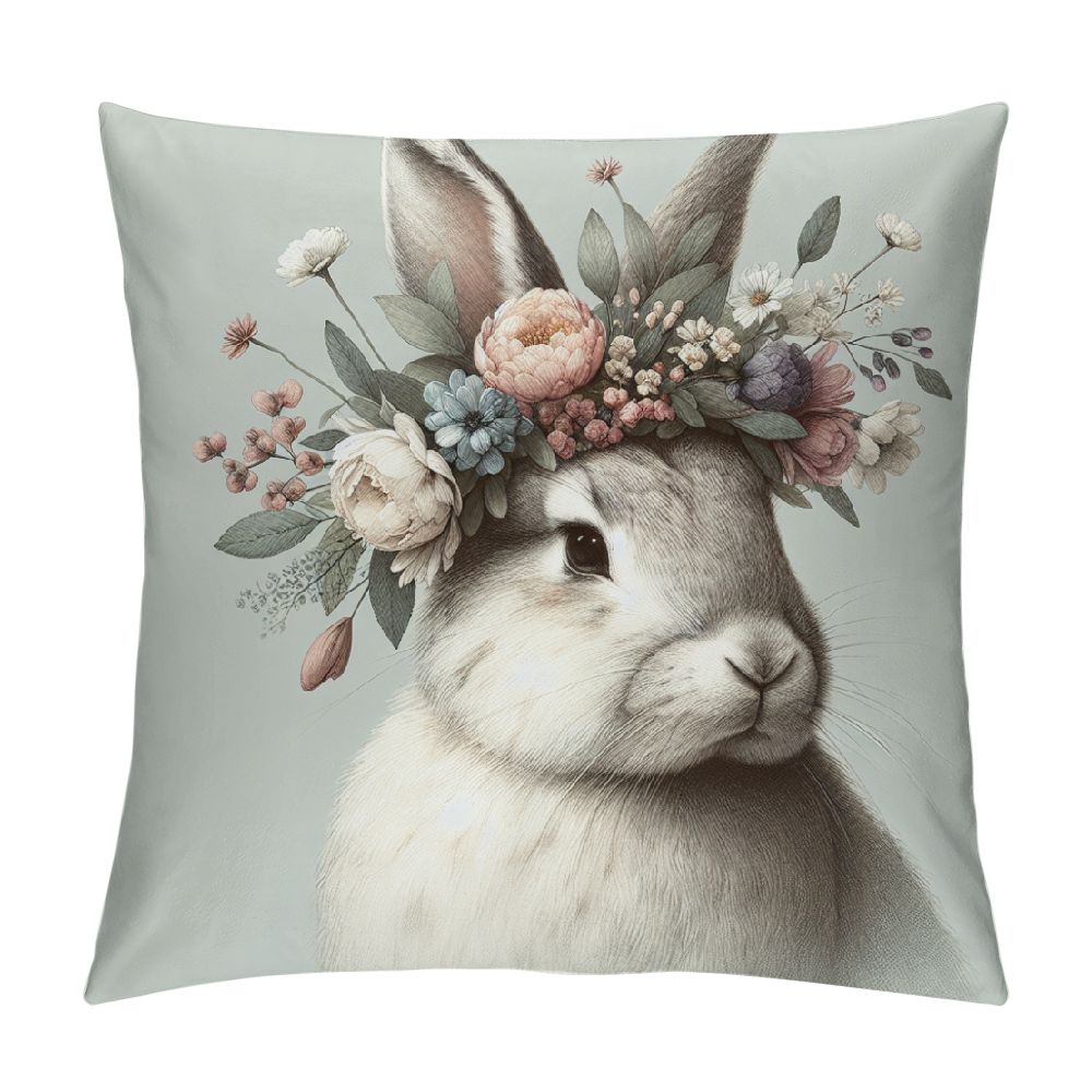 GOSMITH Spring Easter Pillow Covers Cute Bunny Rabbit Floral Easter ...