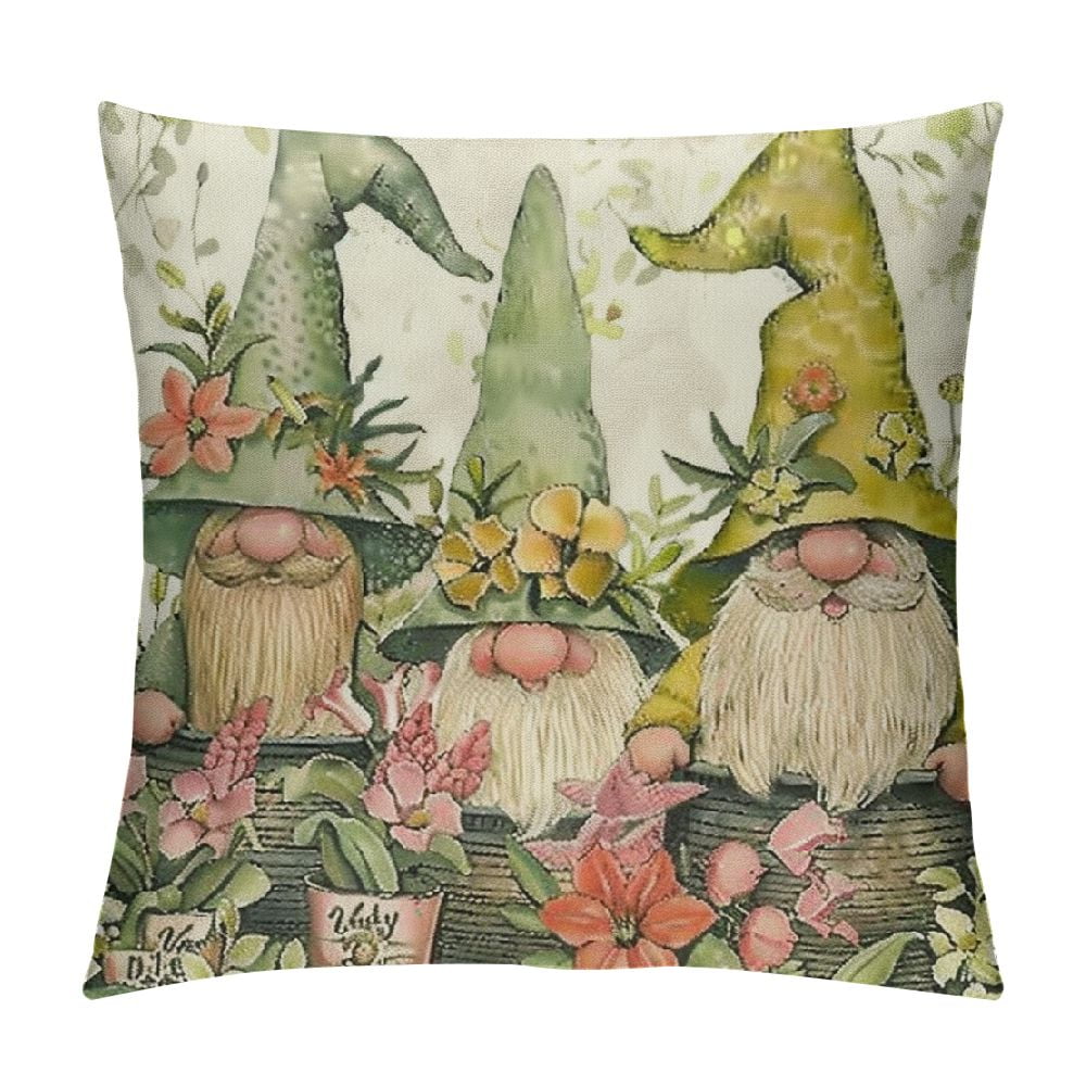 GOSMITH Spring Fever Gardening Gnome Truck Decorative Throw Pillow ...