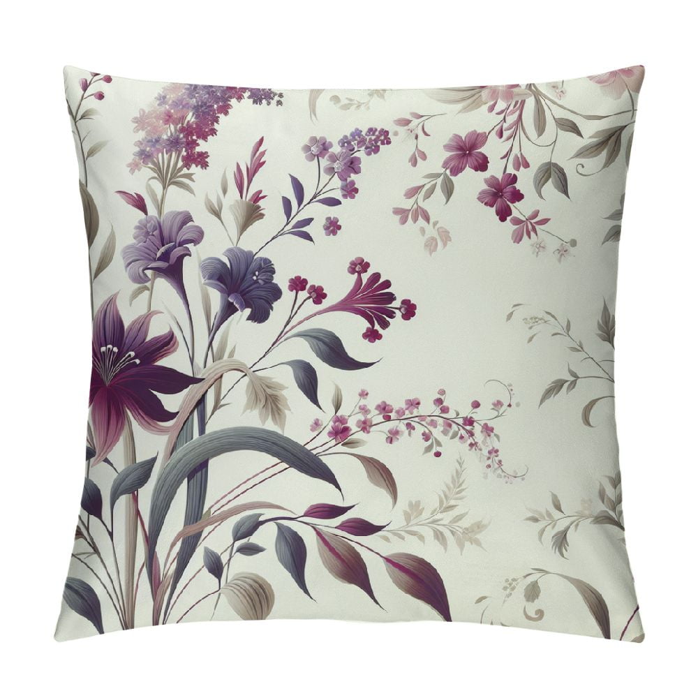 GOSMITH Spring Pillow Cover,Purple Lavender Flowers Throw Pillow,Pink ...